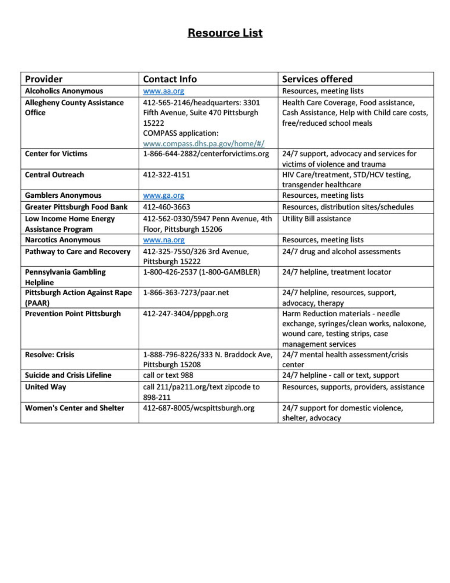 Resources For Clients - POWER